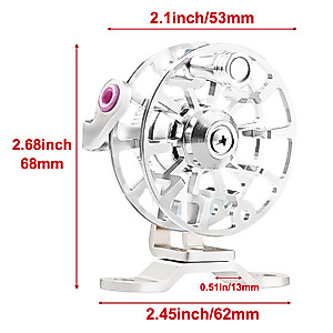 FANGBLUE Winter Fishing Reel All Metal 1.76oz(50g) Lightweight 2.1inch(53mm) Upgrade Base Right Hand Mini Fly Wheel for Trout Pike Ice Fishing Tackle (Sliver