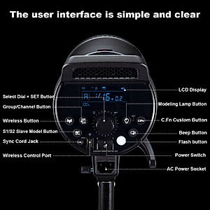Godox DP600III 600Ws GN80 Studio Flash Strobe Monolight with Bowen Mount, 5600K±200K, 1/2000-1/800S Flash Duration, 1s Recycling time, Built-in Godox 2.4G Wireless System(110V)