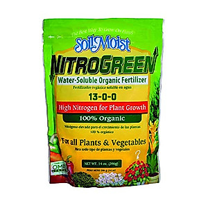 SoilMoist NitroGreen 100% Organic Fertilizer 14-oz High Nitrogen 13-0-0 for Plant Vegetable Growth
