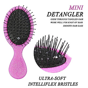 Toddler Detangler Hair Brush Travel Detangling Brushes 3Pcs Women Valentines Day Best Gift Small Wet Hair Brush For Baby Kids Pocket hairbrush Pro, for Curly Hair, Wet Dry Hair Tangle Brush