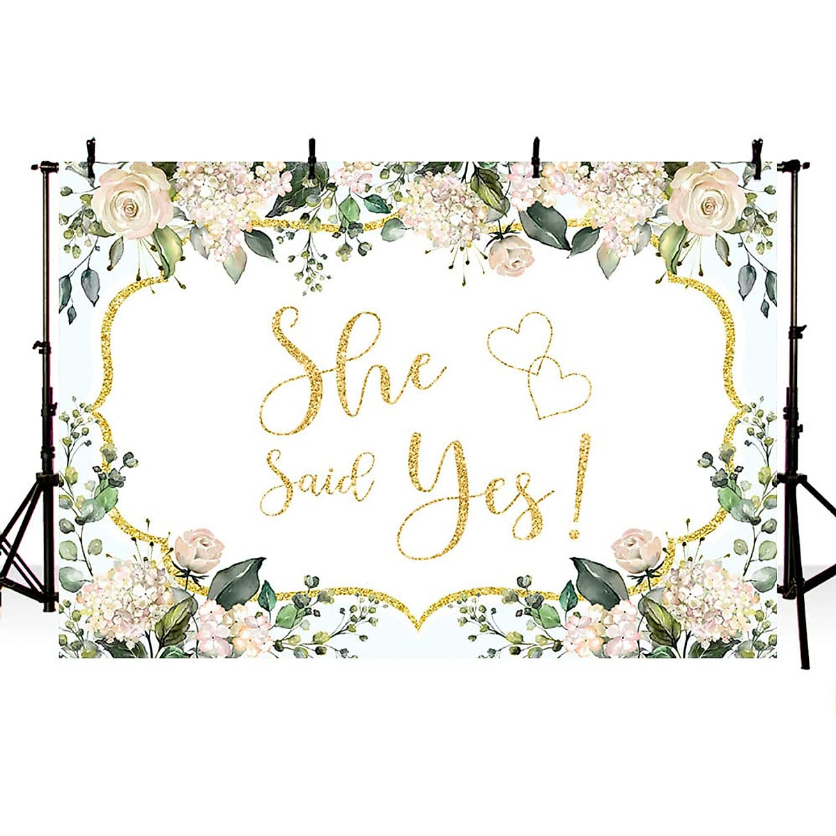 ABLIN 7x5ft She Said Yes Backdrop Pink Floral Bridal Shower Decorations Bachelorette Bride to Be Engagement Party Decorations CQ321 0