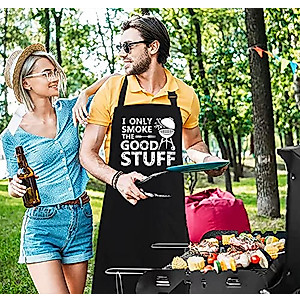 Kaidouma Funny Grilling Aprons for Men - I Only Smoke the Good Stuff - Men’s Funny Cooking Chef Grill BBQ Aprons with 2 Pockets - Funny Birthday Father's Day Christmas Gifts for Dad, Husband, Him