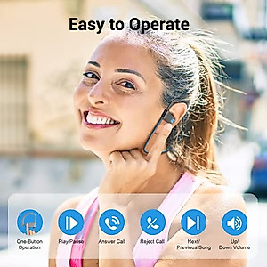 LIVIKEY Bluetooth Headphones, IPX7 Waterproof Sweatproof & 12Hrs Long Battery, Wireless Earbuds in-Ear with Mic & Soft Earhooks for Running Fitness Workout Sports, BlueGray