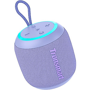 Tronsmart T7 Mini Compact Portable Bluetooth Speaker with Lights, Stereo Sound, Bluetooth 5.3, 18H Playtime, Stereo Pairing, Voice Assistant, IPX7 Waterproof Shower Speaker & Outdoor Speakers(Violet)