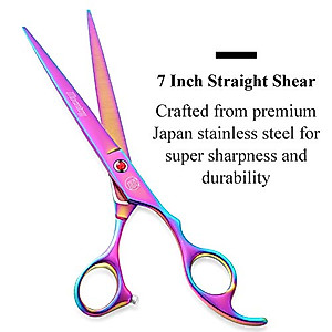 Moontay Professional Dog Grooming Scissors Set, 7 Inch/8 Inch Pet Grooming Scissors Chunkers Shears, Curved Thinning Shears for Dog with Grooming Comb