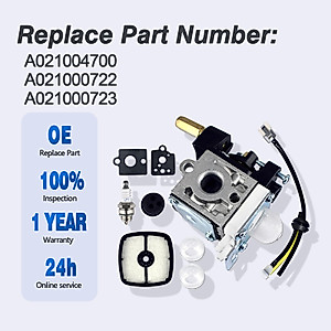 Carburetor Kits with Air Filter Fits for Echo PE-230 PE-231 GT-200EZR GT-200I GT-200R GT-201EZR GT-201I and more models Replaces A021004700 A021000722 A021000723