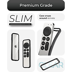 TotalMount Air Rim Case for Apple TV Remotes – Slim, Hybrid Apple TV Remote Case with Ultimate Drop Protection – Black Perimeter Cover & Clear Back