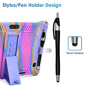 DETUOSI Case for YELLYOUTH 10.1 Tablet, Soft Silicone Lightweight Case Compatible with Dragon Touch Notepad K10, ZONKO 10.1, Beyond Tab 10.1, with Stylus Pen and Shoulder Strap, Rose Red & Purple