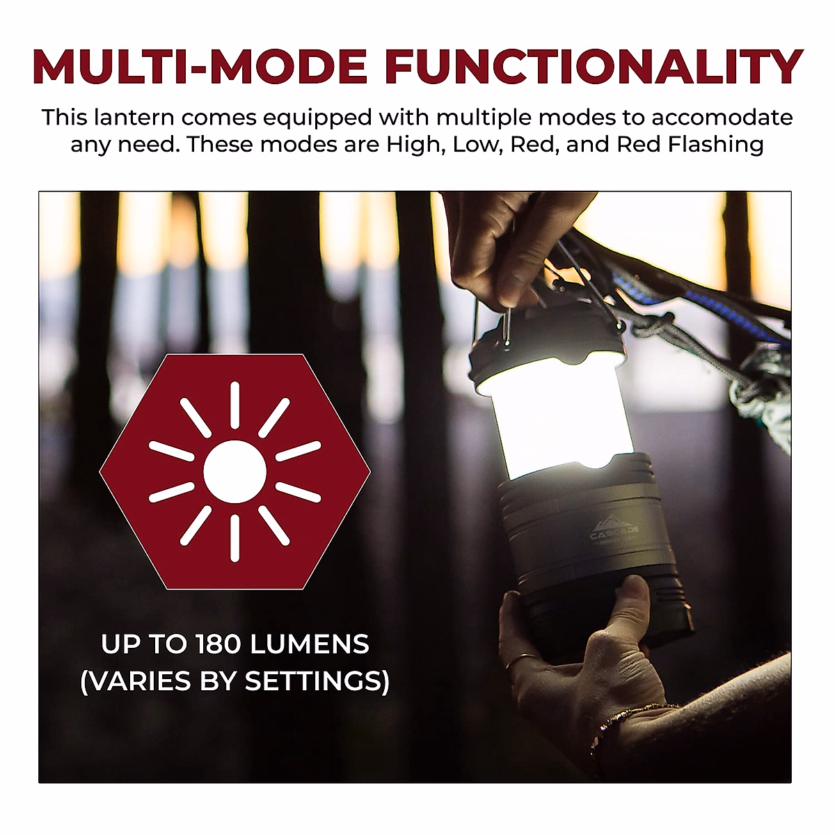 Cascade Mountain Tech Collapsible LED Lantern, Perfect Lighting for Camping, BBQ's and Emergency Light - 3 Pack Batteries Included …