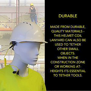 BearTOOLS Micro Coil Elastic Lanyard, Max Load 0.9kg 50cm Dual Attachment | Tool Lanyard for Small Tools, Helmets | Coil Lanyard, Hardhat Accessory | Used in Construction & Work Sites (1-Pack)