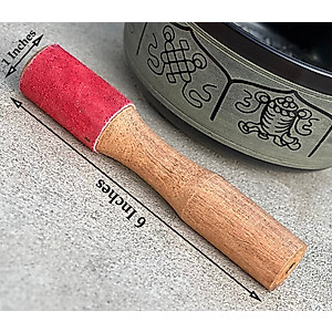 Tibetan Easy Play Hard Wood Singing Bowl Leather-Wrapped Striker, Mallet Red