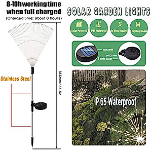 Yard Decor, 2 Pack Solar Lights Outdoor Waterproof Garden Lights IP65 2 Lighting Modes Solar Firework Lights for Garden Patio Yard Pathway Parties Christmas Porch Farmhouse Decor,Warm White