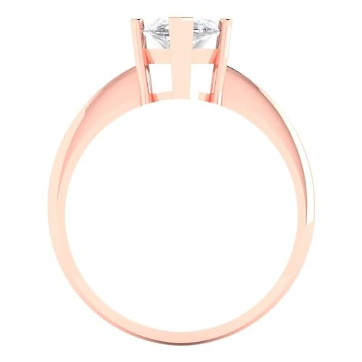 Clara Pucci 2.50 ct Marquise Cut Solitaire White Lab Created Sapphire Engagement Bridal Promise Anniversary Ring 18K Rose Gold Size 3.5