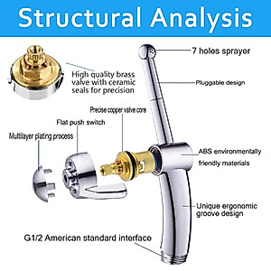 Handheld Bidet Toilet Sprayer, ABS Bathroom Bidet Sprayer Set, Baby Cloth Diaper Sprayer, Bidet Cleaning System Kit (Sliver)