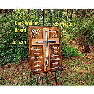 A cord of Three Strands, Wood Cross, Braids Sign, Rustic Wedding Ideas, Wall Decor 20 T X 14 W