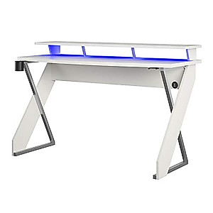 NTENSE Xtreme Riser, Ergonomic, Home Office, Work Table, Computer, Gaming Room Desk, Monitor Stand, Cup Holder, Headphone Hook, White