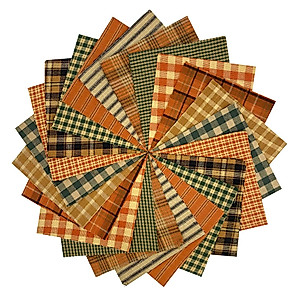 40 Autumn Spice Charm Pack, 5 inch Precut Cotton Homespun Fabric Squares by JCS