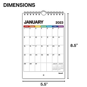 Dunwell Mini Wall Calendar 2023 - (5.5x8.5, Colorful), Use to Dec 2023, Small Notepad Calendar, Little Calendar for Locker, Bulletin Board, Wall, or Desk