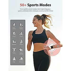 Zombazi 1.91'' Smart Watch for Women Men, Answer/Make Call, 50+ Sports Modes, Fitness Tracker with SpO2/Heart Rate/Sleep Monitor, Voice Assistant, Music and More, Smartwatch iPhone iOS Android (Pink)