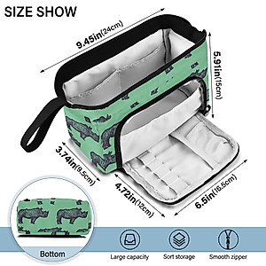 Fisyme Rhino Rhinoceros Green Pencil Case Large Capacity Pencil Pouch Pen Bags Box Big Makeup Pencil Case Organizer