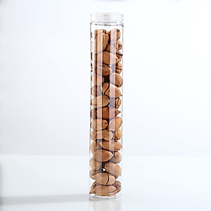 Set of 6Pcs Clear Plastic Food Storage Jar with Lid, Round Transparent Skinny Storage Container for Spaghetti, Pasta and Dry goods (Clear 6pcs)