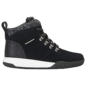 Weatherproof Womens Rachel Hiking Boots Knit Collar Detail, Pull Tab, Round Lace And D-Rings, Black, 9 US