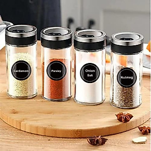 180 Spice Labels for Food Containers, Chalkboard Labels for Jars,Spice Labels Stickers Preprinted Pantry Labels,Small Chalk Labels Spice Jar Labels-Round 168 Printed,12 Blank Stickers,1 Erasable Chalk