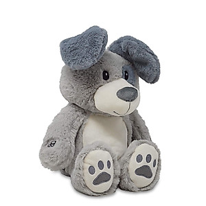 Cuddle Barn | Peek & Play Parker 11" Gray Puppy Animated Stuffed Animal Plush Toy | Plays Every Kids Favorite and First Game Peek A Boo | and Sings Peek A Boo Song