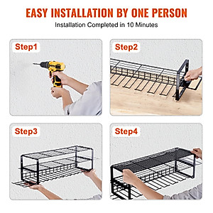 VEVOR Power Tool Organizer, 7 Slot, 3 Layers, Cordless Drill Holder Wall Mount, Battery Charging Station Storage Rack, Multi-Function Garage Organization, Heavy Duty Metal Shelf for Screwdriver Pliers