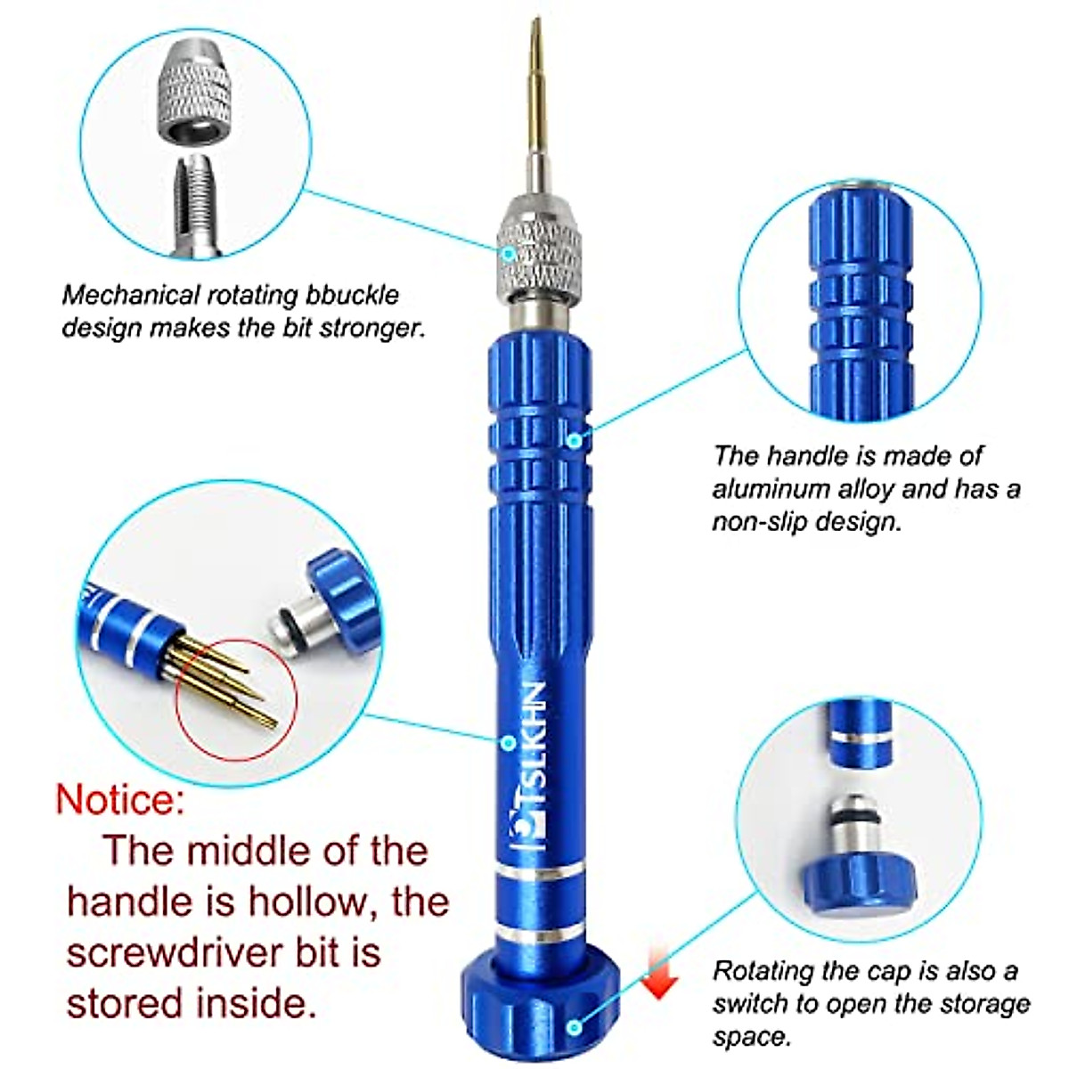 5-in-1 Multifunctional Small Screwdriver, PTSLKHN Eyeglass Screwdriver, S2 Steel Magnetic Screwdriver Kit for Eyeglass, Sunglasses, Electronics, Cellphone, Jewelry and More