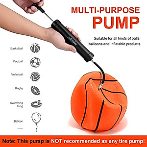 Portable 10 inches Ball Pump Kit, Balloon Pump, Basketball Pump Air Pump with 5 Needles,1 Nozzle & Extension Hose for Soccer Football Volleyball Water Polo Rugby Exercise Sports Ball