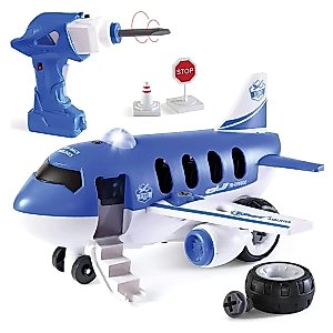 Electric Drill Airplane Take Apart Toy | Convert to Remote Control | Easter Gift for Boys 3-7 | Build Realistic Plane for Toddlers | Assembly Set with Screwdriver | Kids' Aeroplane Toy