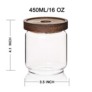 Sweejar 16 OZ Glass Food Storage Jar with Lid(set of 3),Airtight Canisters for Bathroom,Kitchen Container with Bamboo Cover for Serving Tea, Coffee, Spice and More