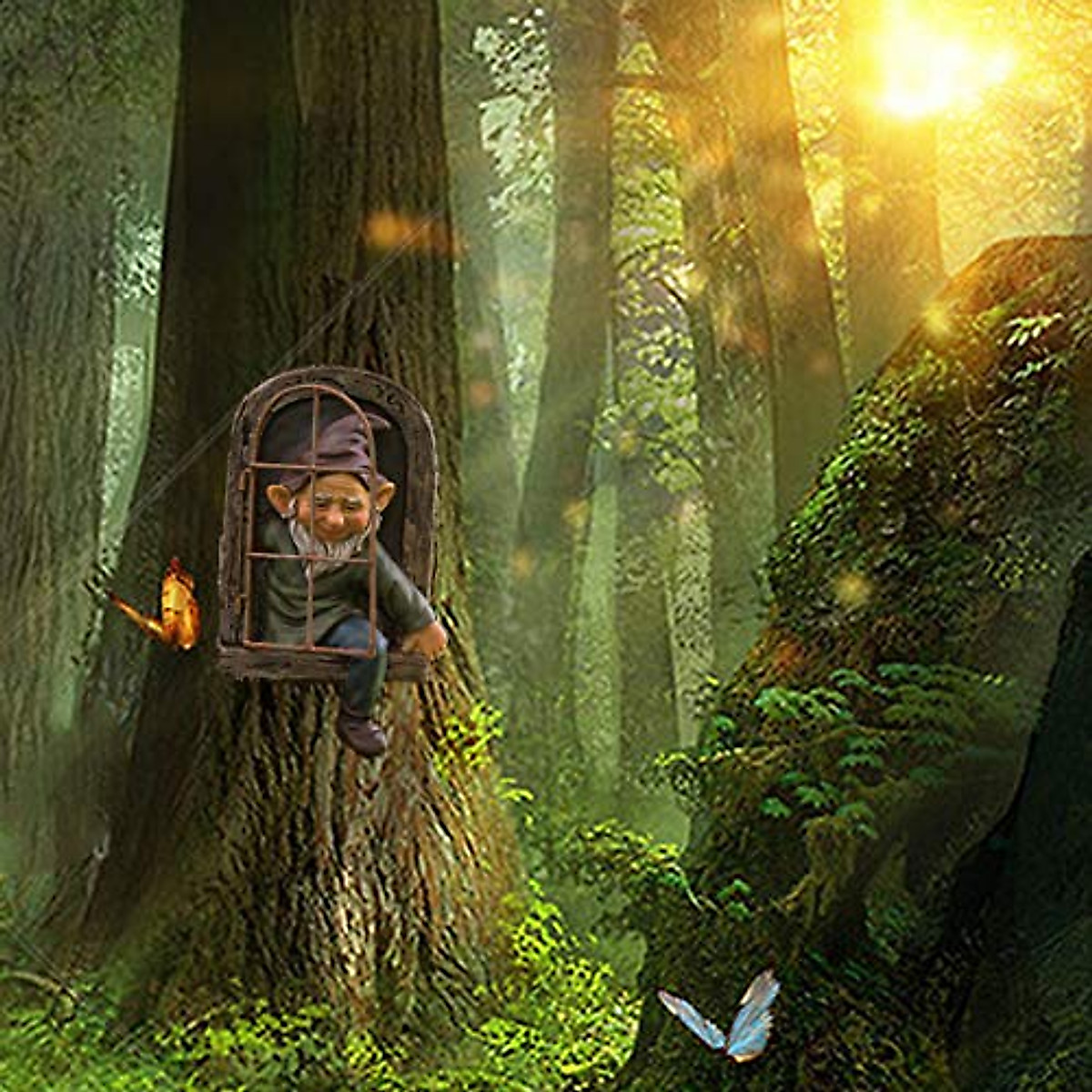 Garden Gnome Statue Elf Outdoor Tree Sculpture Garden Decor,Fairy Tree Peeker Hugger Garden Ornament Tree Decoration (Garden Gnome)