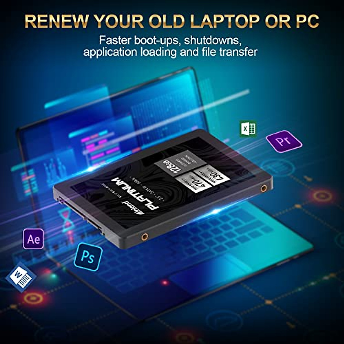 INLAND Platinum 128GB SSD SATA III 6Gb/s 2.5" 7mm TLC 3D NAND Internal Solid State Drive (128GB)