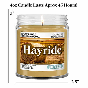 Hayride Scented Candle - Smells Like Hay - Ferns - Bergamot - 100% Naturally Vegan Soy and Premium Fragrance | Great Gift | Handmade in Denver, Colorado (4oz Glass Jar)