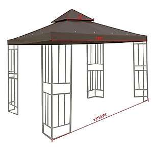 YKWQ 12x12' Gazebo Top Canopy Replacement UV30 Patio Outdoor Garden Cover Outdoor Furniture Patio Furniture Canopy Tent Gazebos for patios Pop up Tent Canopies, gazebos & pergolas Tents for Part