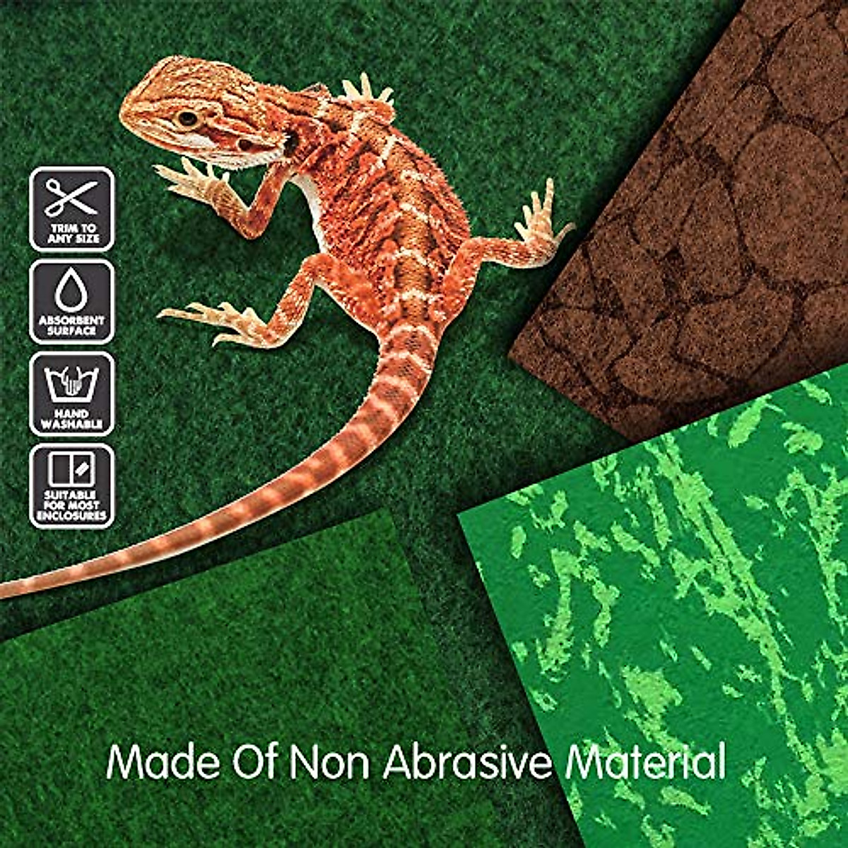 MCLANZOO Reptile Carpet 40 Gallon Upgrade Package Pet Terrarium Liner Reptiles Cage Mat, Substrate for Snakes, Chameleons Geckos and Kitchen Use(2 Sheets) with Tweezers Feeding Tongs