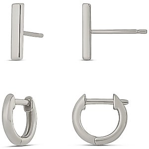 Amazon Essentials Sterling Silver Stud & Hoop Set, Sterling Silver
