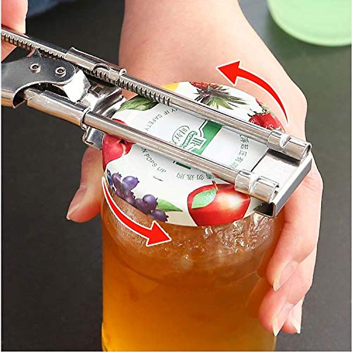 Adjustable Stainless Steel Jar Opener Professional Manual Jar Bottle Opener, Good To Grip Jar Bottle Opener, Lids Remover（Without Canned Food）