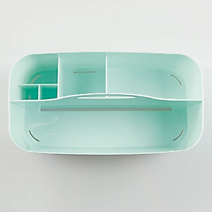 mDesign Plastic Portable Nursery Storage Organizer Caddy Tote - Divided Basket Bin with Handle - Holds Bottles, Spoons, Bibs, Pacifiers, Diapers, Wipes, Baby Lotion - Lumiere Collection - Mint Green