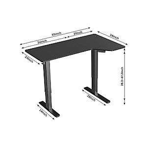 Totnz Standing Desk Adjustable Height, 55 x 34 Inch Electric Standing Desk,L Shaped Standing Desk Memory for Home Office Computer Desk with Headphone Hook,Obsidian