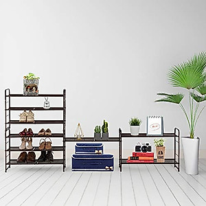 Bextsrack 3-Tier Shoe Rack, Stackable & Adjustable Wire Grid Shoe Shelf Storage Organizer for Closet Bedroom Entryway - Bronze