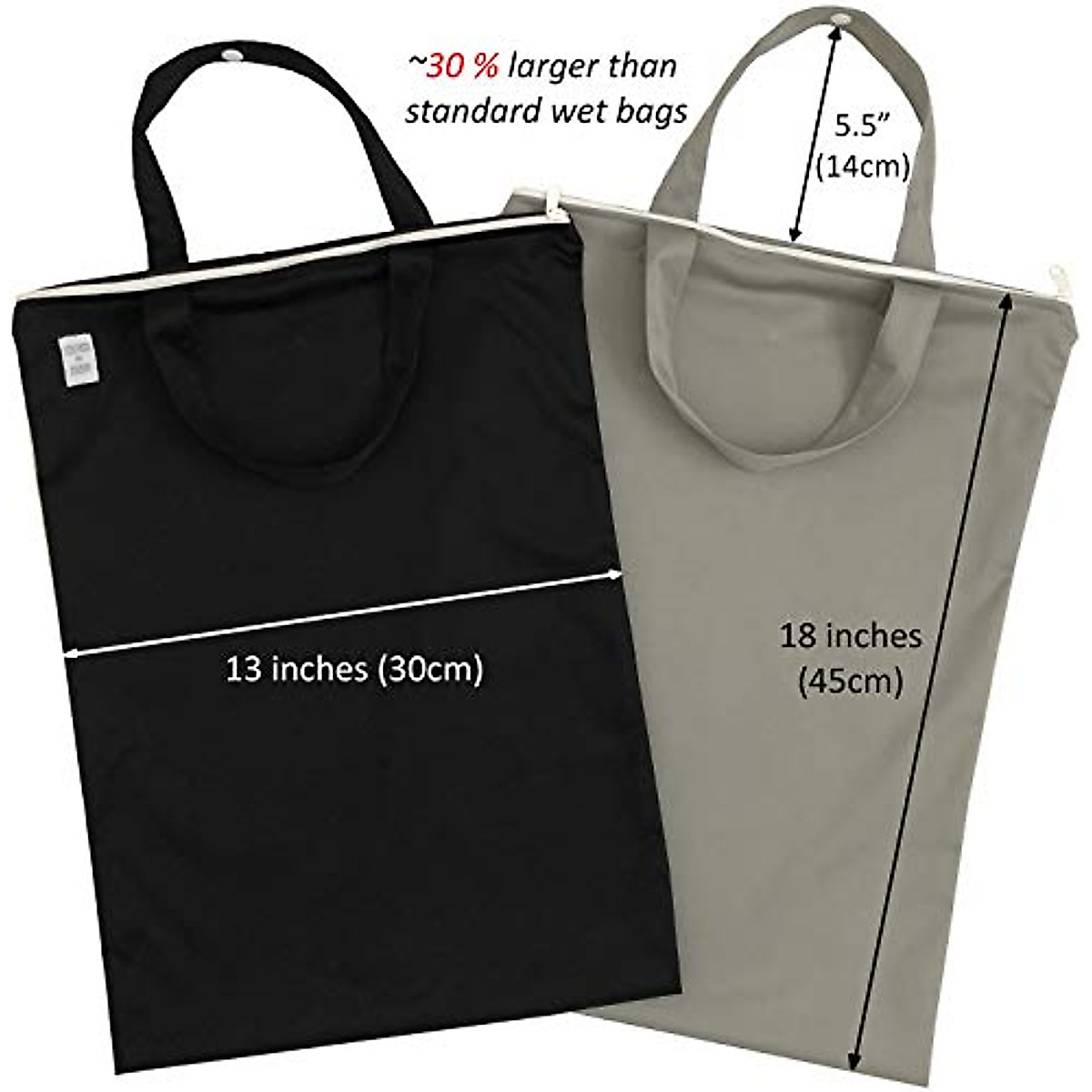 MOM & BAB Wet Bags for Baby Cloth Diapers, Swimsuits and Towels, Travel, Wet Dry Bag for Diaper Bag, Breast Pump Parts, Gym | Water & Odor Resistant (Black&Gray)