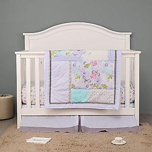 CribMATE 2 PCs Pink Butterfly Themed Nursery Crib Bedding Set 2 PCs Purple Butterfly Nursery Crib Bedding Set Embroidery Butterfly Baby Girl Bedding Cot Set Quilt + Fitted Sheet, 28 X 52
