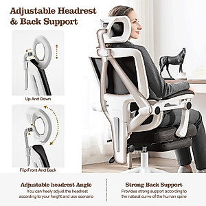 XUEGW Ergonomic Office Chair High Back Mesh Desk Chair with Lumbar Support and Adjustable Headrest Computer Gaming Chair Executive Swivel Chair for Home Office