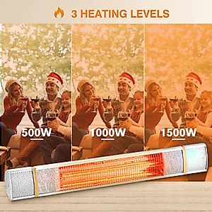 YOLENY 1500W Infrared Patio Heater Adjustable Tripod, Electric Patio Heater with Remote Control, Indoor & Outdoor Heater, Mount to Ceiling&Wall, for Porch, Balcony, Garage, Backyard