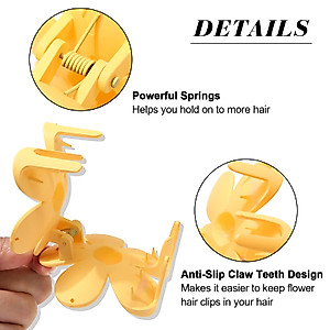 AWAYTR Flower Hair Clip - 4Pcs Matte Small Flower Hair Claw Clips, Nonslip Strong Hold Hair Clips for Women and Girls (Yellow, Purple, Pink, Khaki)