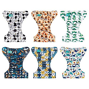 ALVABABY Newborn Cloth Diapers,Reusable Cloth Diaper for Preemie,6pcs Diaper Covers with 12 Newborn Diaper Inserts, Less Than 12pounds Baby Boy