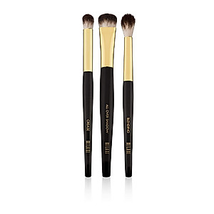 Milani Jetset Eye Brush Kit (3 Piece Set) 3 Travel-Sized Eye Brushes for On-the-Go Eyeshadow Application - Made with High-Grade Synthetic Bristles